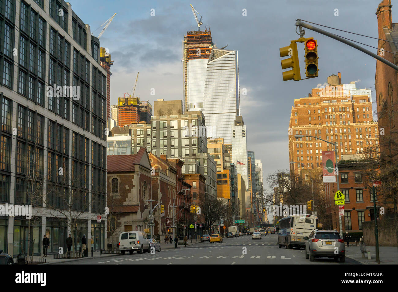 Hudson Yards development in New York seen from 10th Avenue in the ...