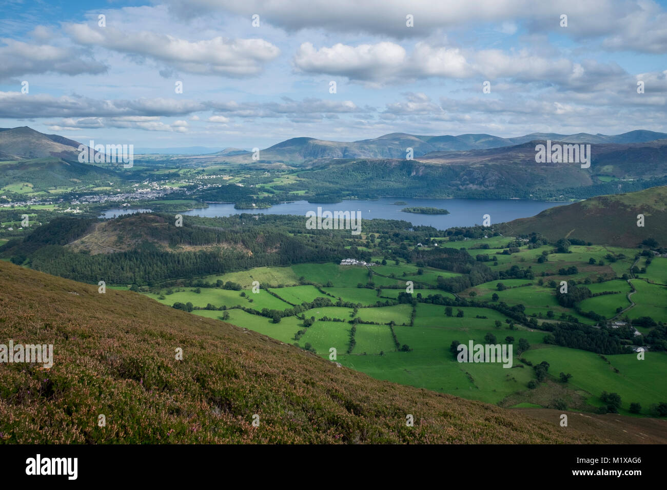 View from Outerside and Barrow, Derwent Water, Keswick, Lake District ...