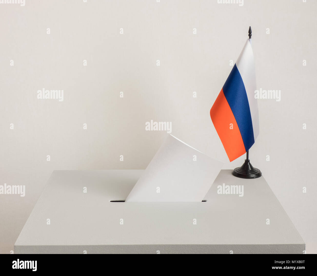 Ballot box with national flag of Russia. Presidential election in 2018 ...