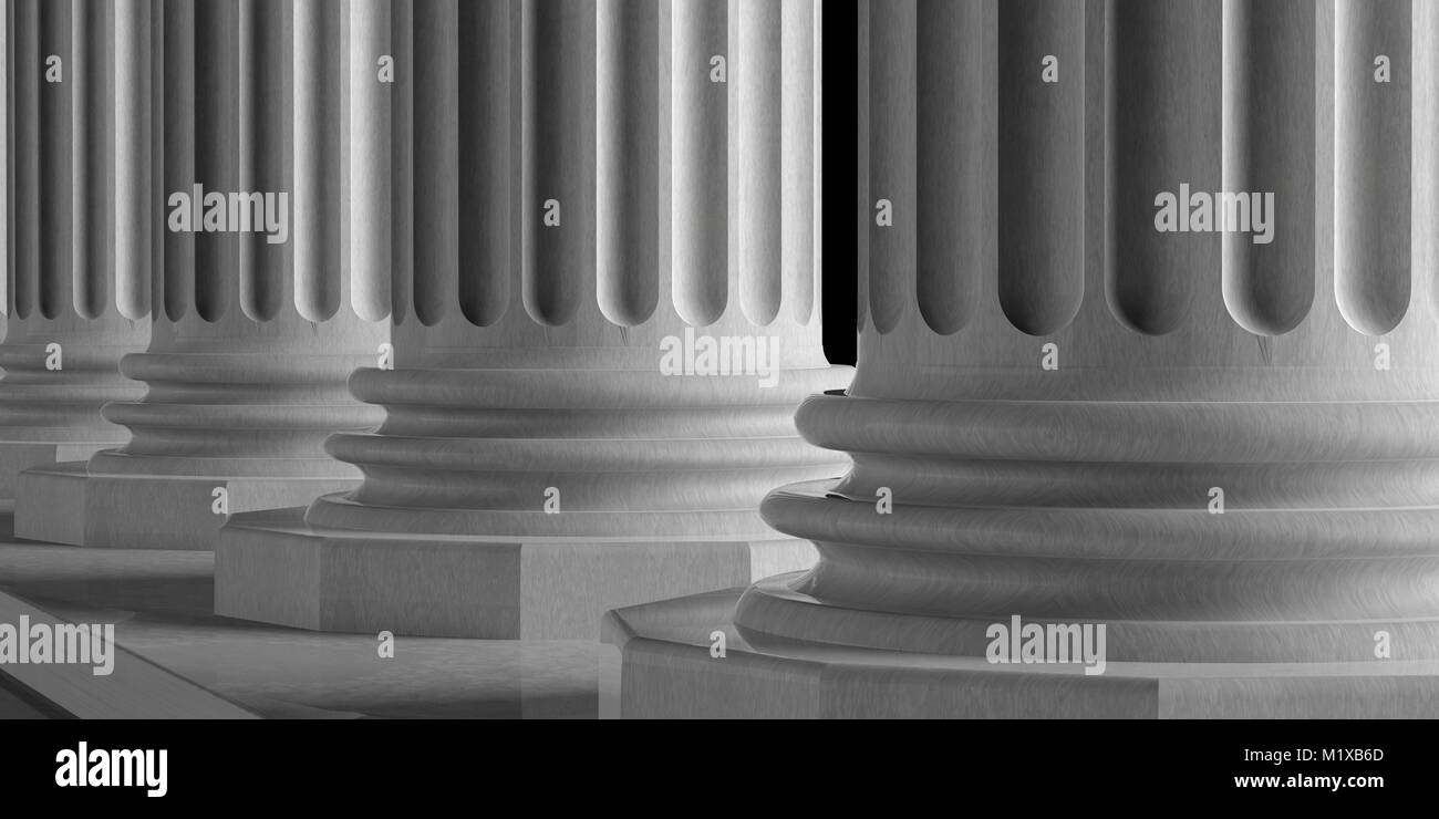 Marble pillars building detail. Classical columns of white ornate ...