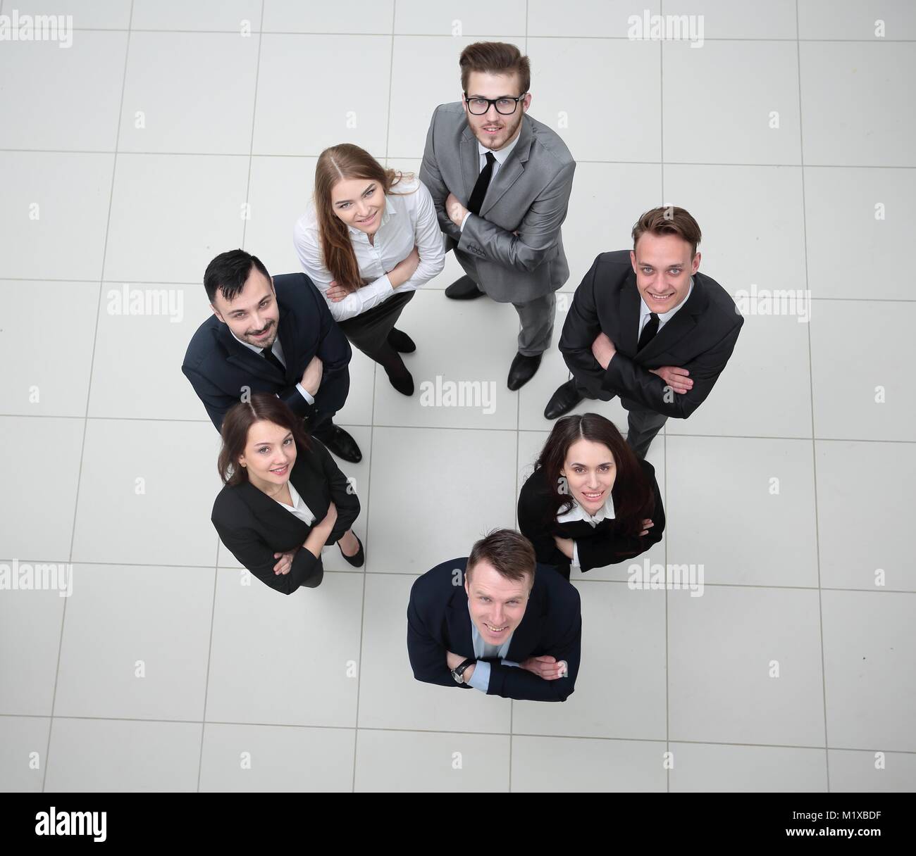 view from the top. young and promising business people Stock Photo - Alamy