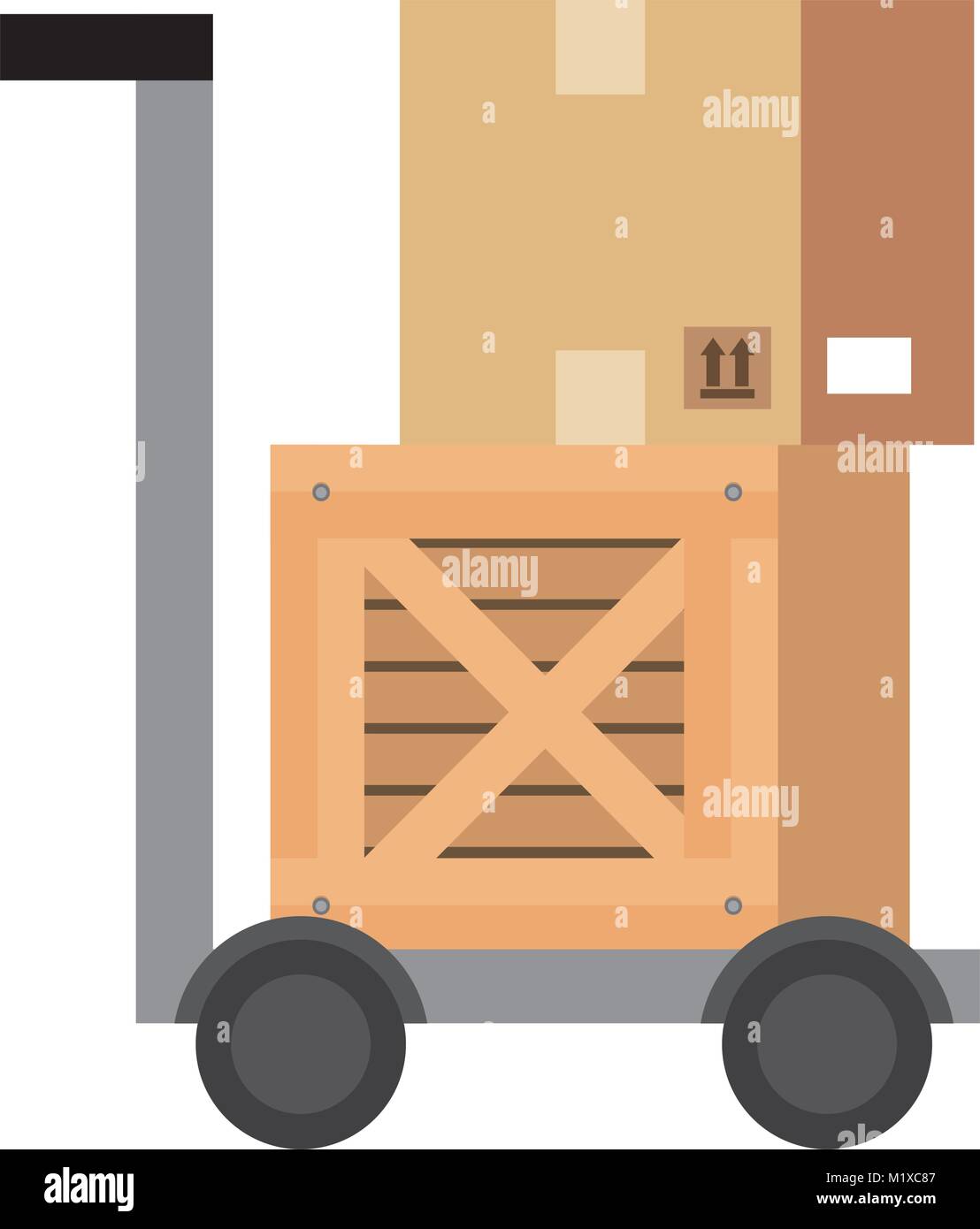 delivery cart handle with boxes wooden Stock Vector Image & Art - Alamy