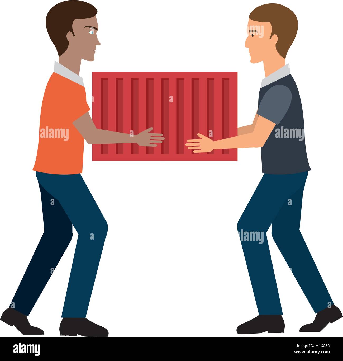 delivery workers lifting goods avatars characters Stock Vector Image ...