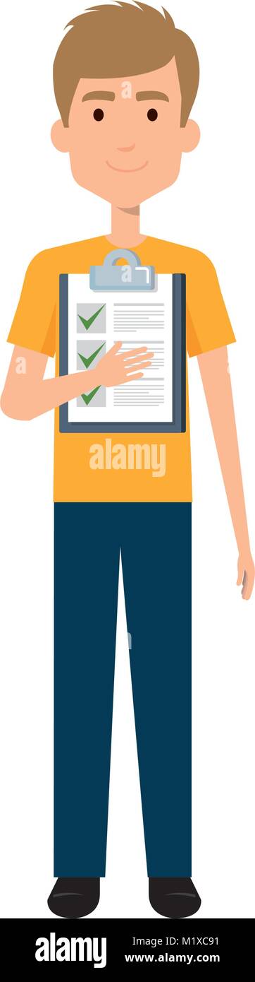 delivery worker with checklist avatar character Stock Vector Image ...