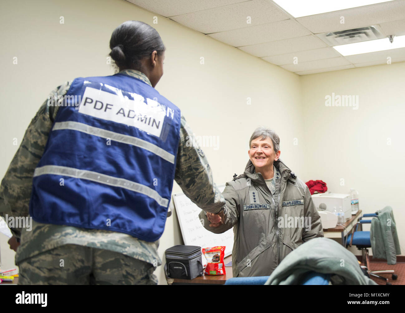 Gen. Ellen Pawlikowski, Air Force Materiel Command commander, shakes ...
