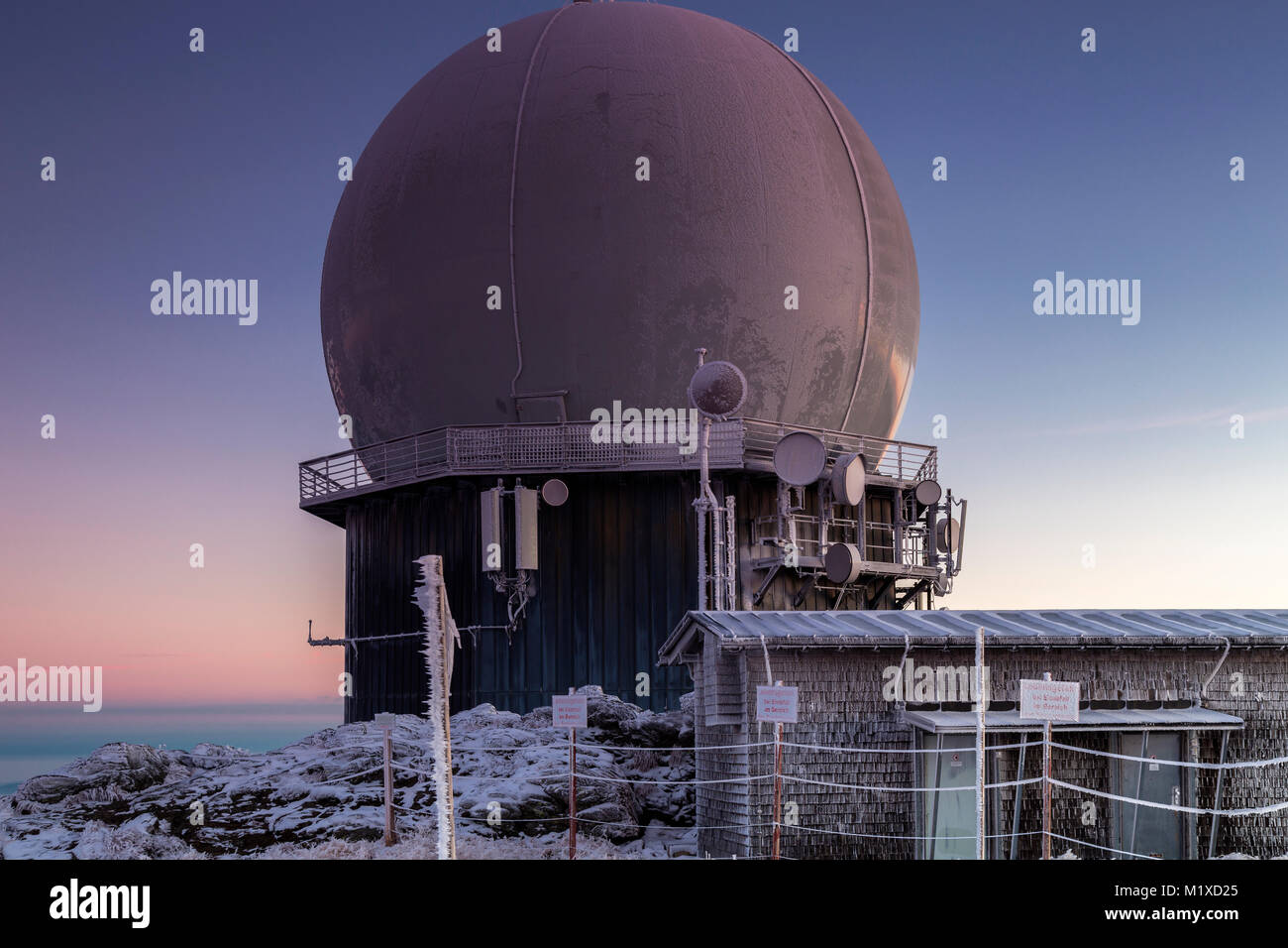 Radar installation on Grosser Arber mountain, Bavaria, Germany Stock ...