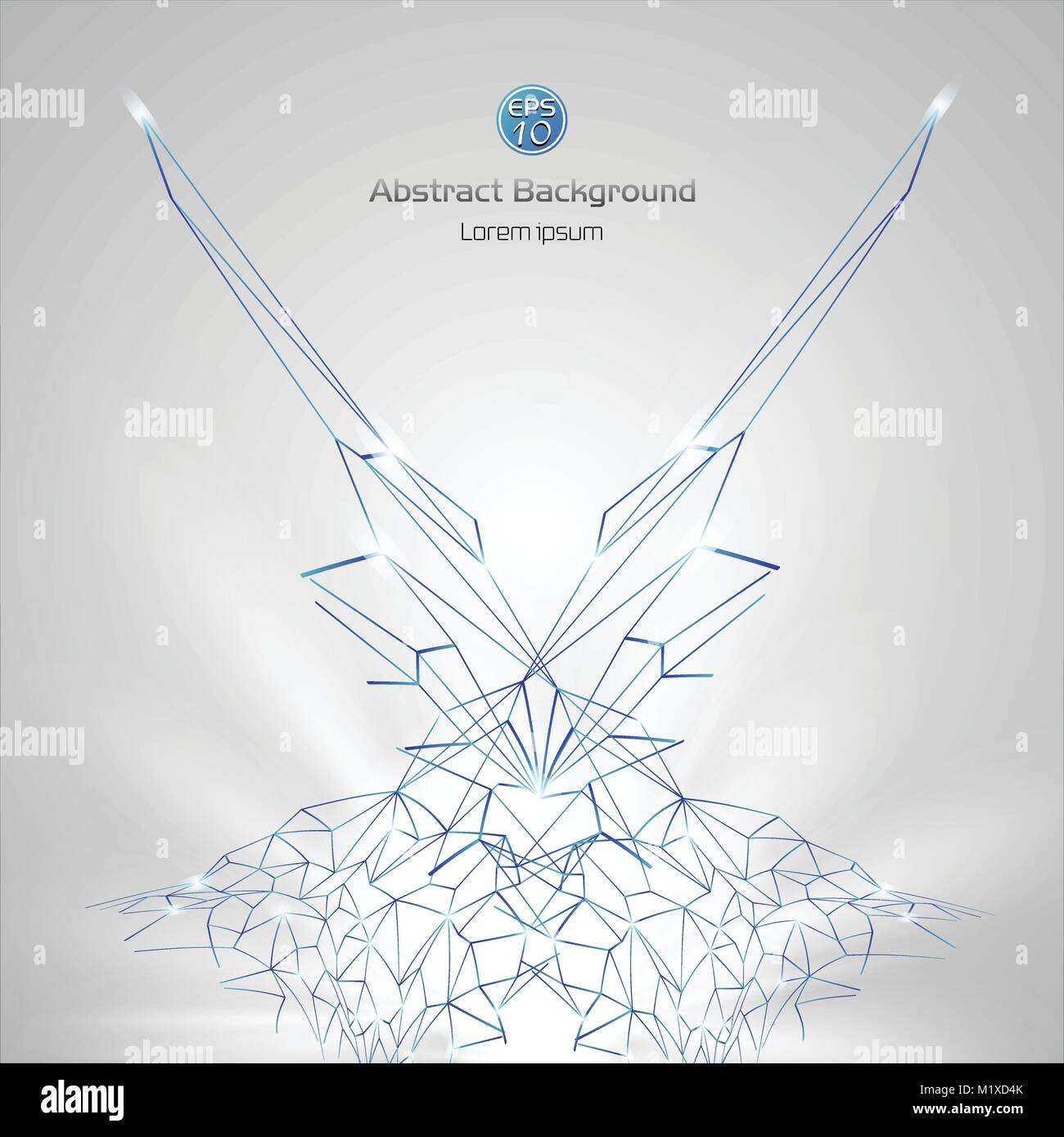 Blue center abstract mesh background of business polygon with circles ...