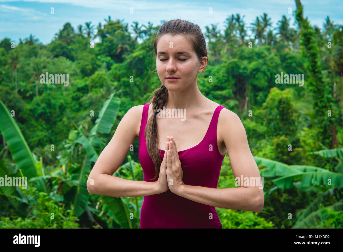 Woman hands in Namaste prayer mudra. Symbolic gesture in Hinduism ...