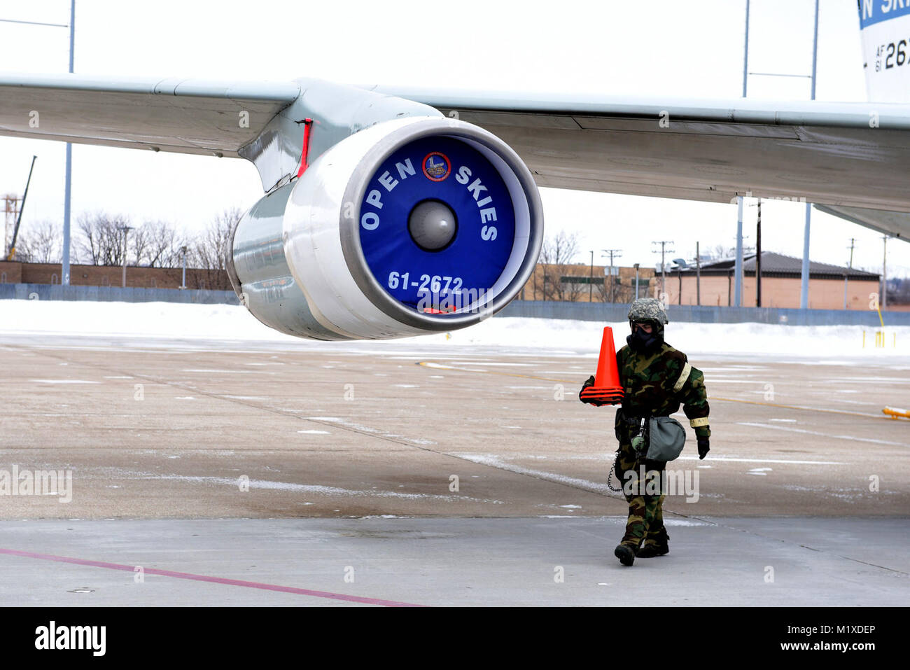 A member of the 55th Wing conducts a post attack reconnaissance sweep ...
