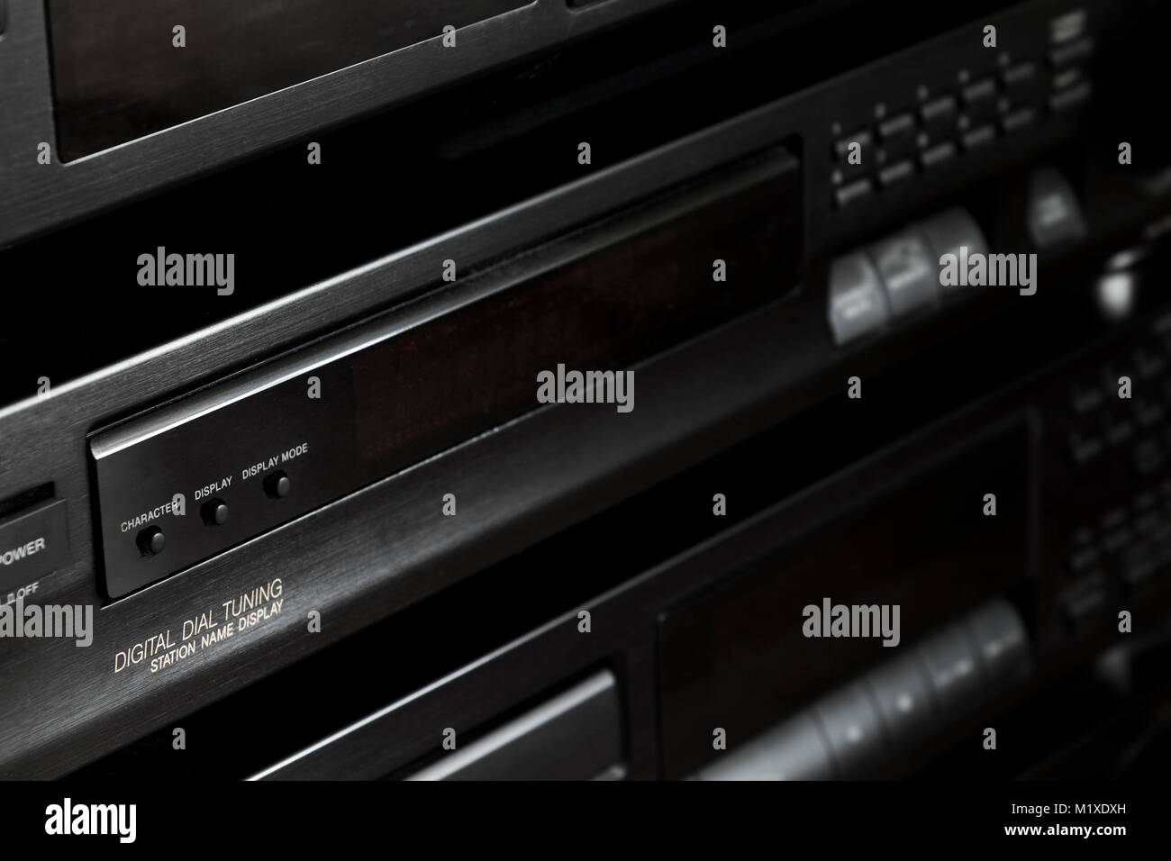 Black musical stereo center of the 80s close-up Stock Photo - Alamy