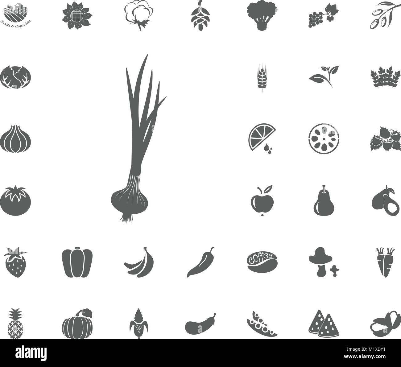 Green onion icon. Fruit and Vegetables vector illustration icon set ...