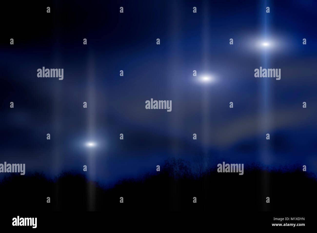 Glowing unidentified objects in the night sky Stock Photo - Alamy