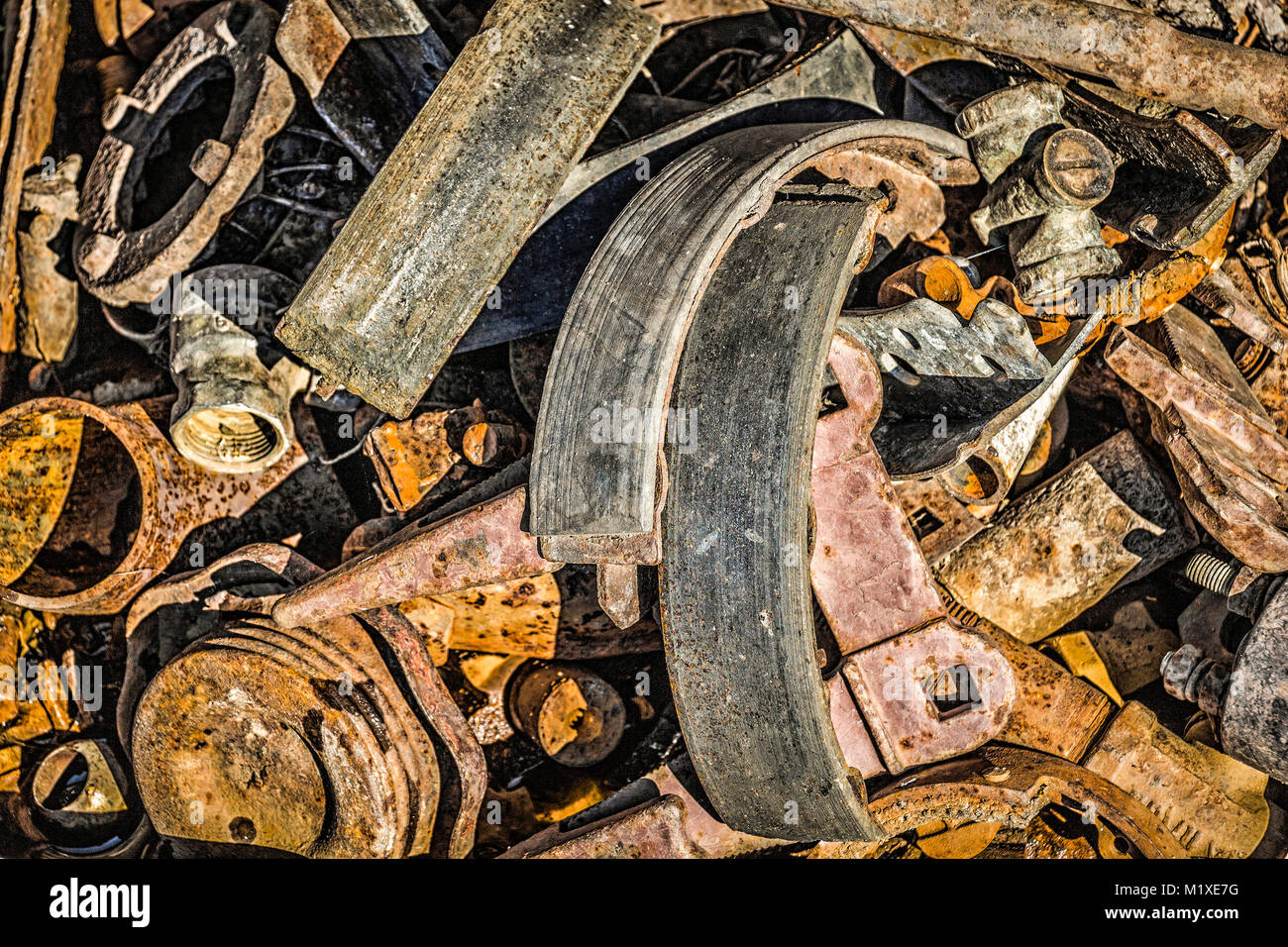 Old rusty parts and tools for repair of machinery Stock Photo - Alamy