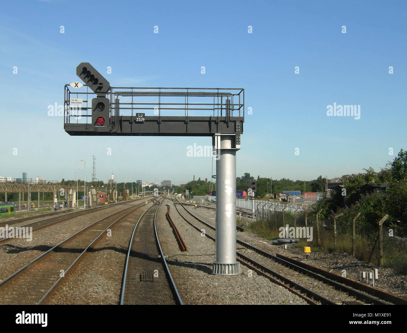 Modern railway signal Stock Photo - Alamy