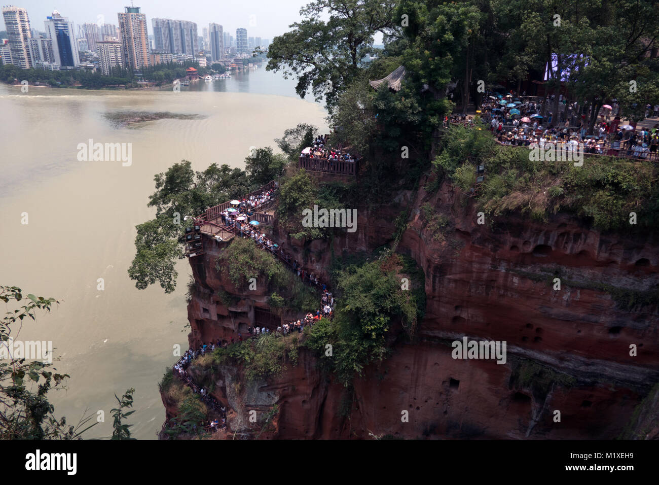 The Leshan Giant Buddha carved out of a cliff where the Min and Dadu ...