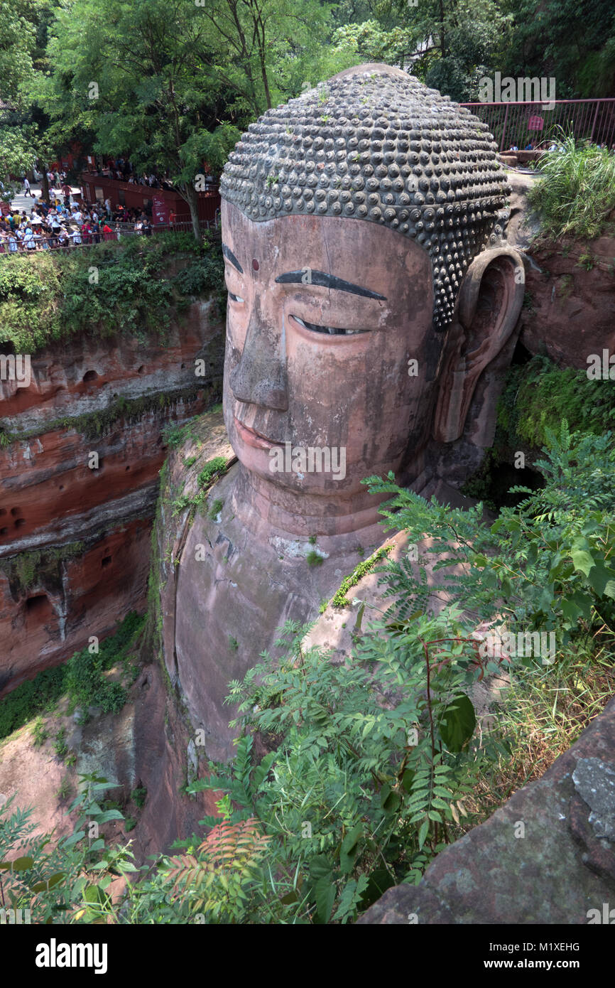 The Leshan Giant Buddha carved out of a cliff where the Min and Dadu ...