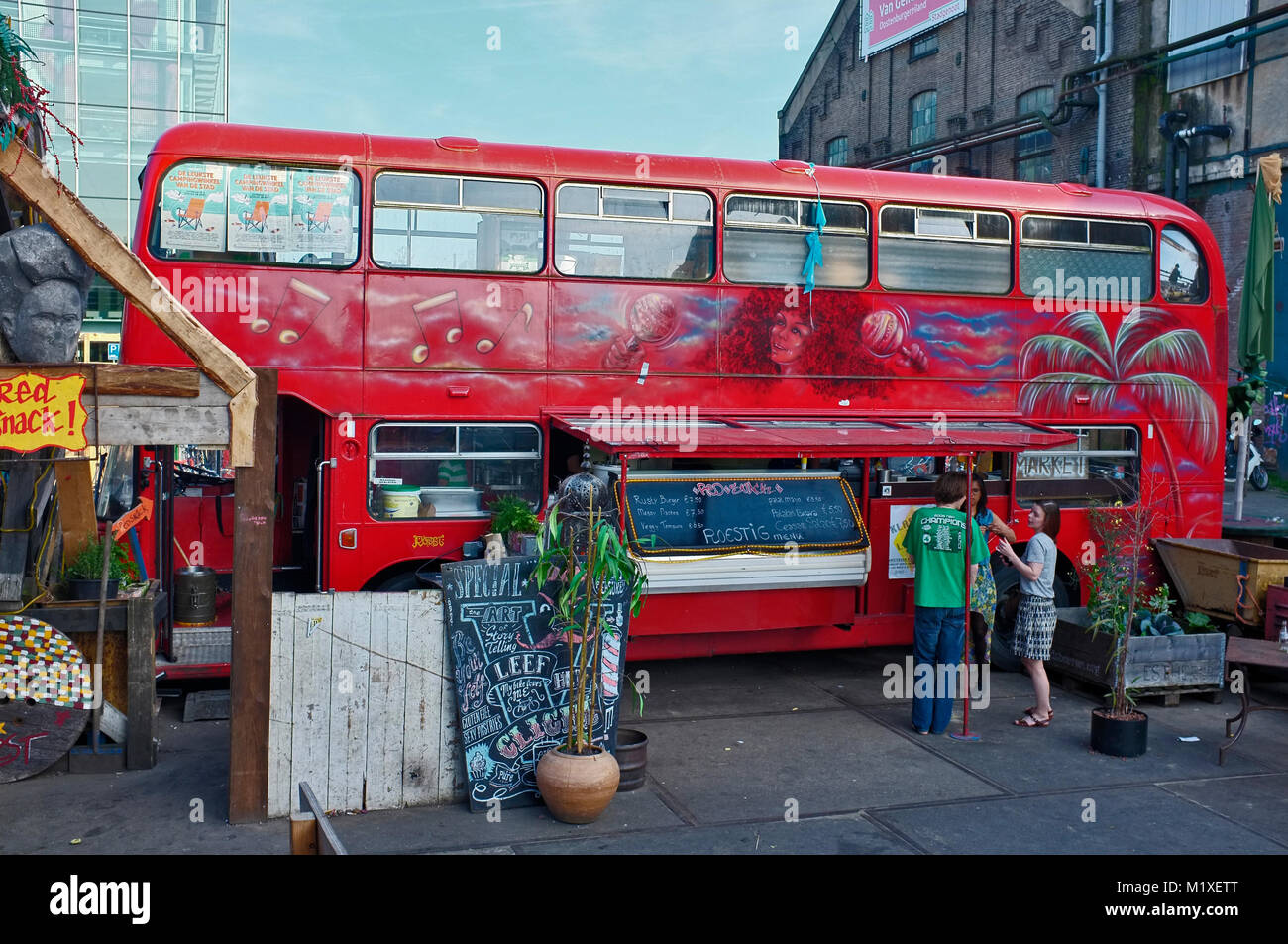 double decker food bus at roest cafe, and pop up street food, amsterdam ...