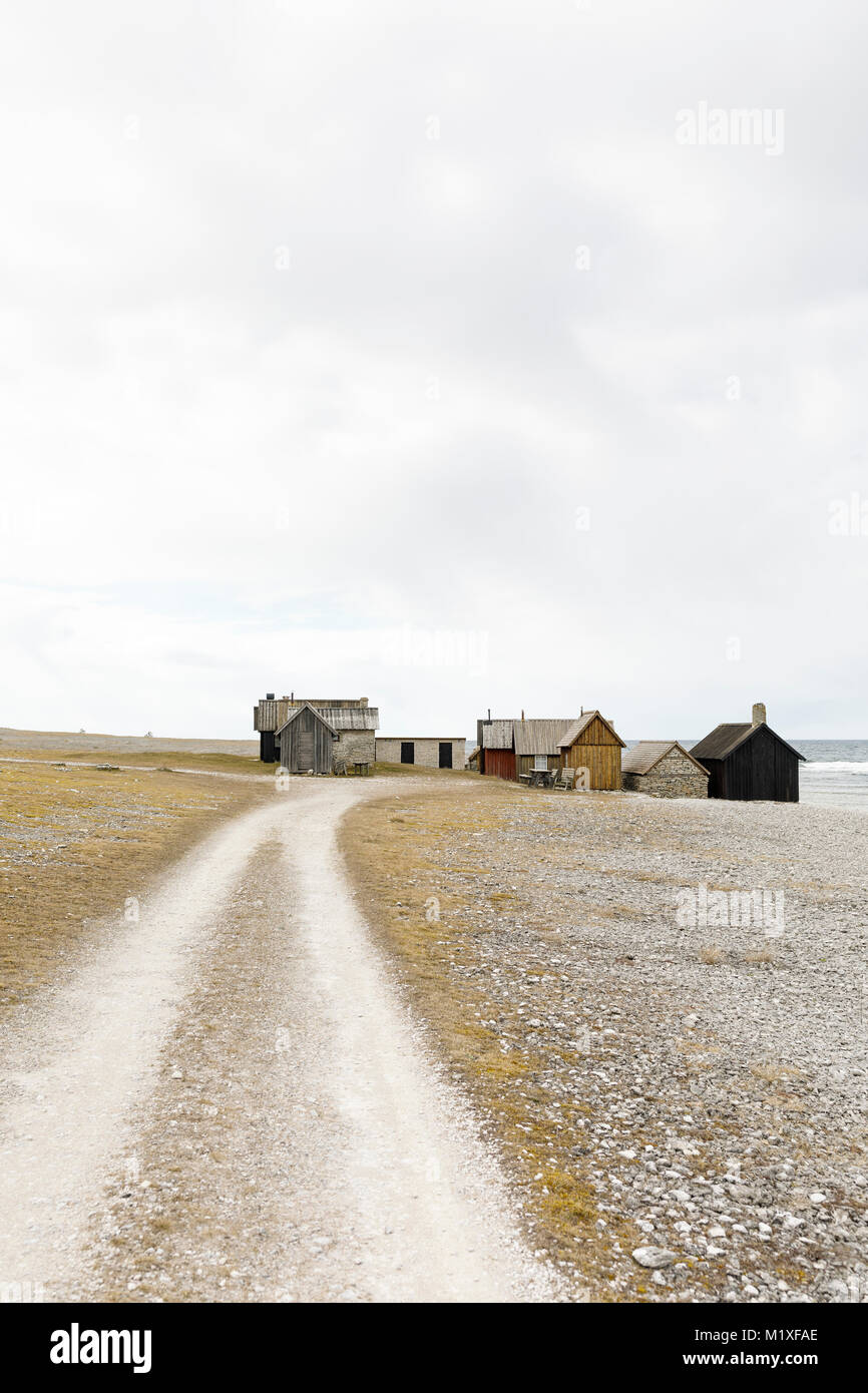 Fishing huts on beach in Faro, Sweden Stock Photo - Alamy