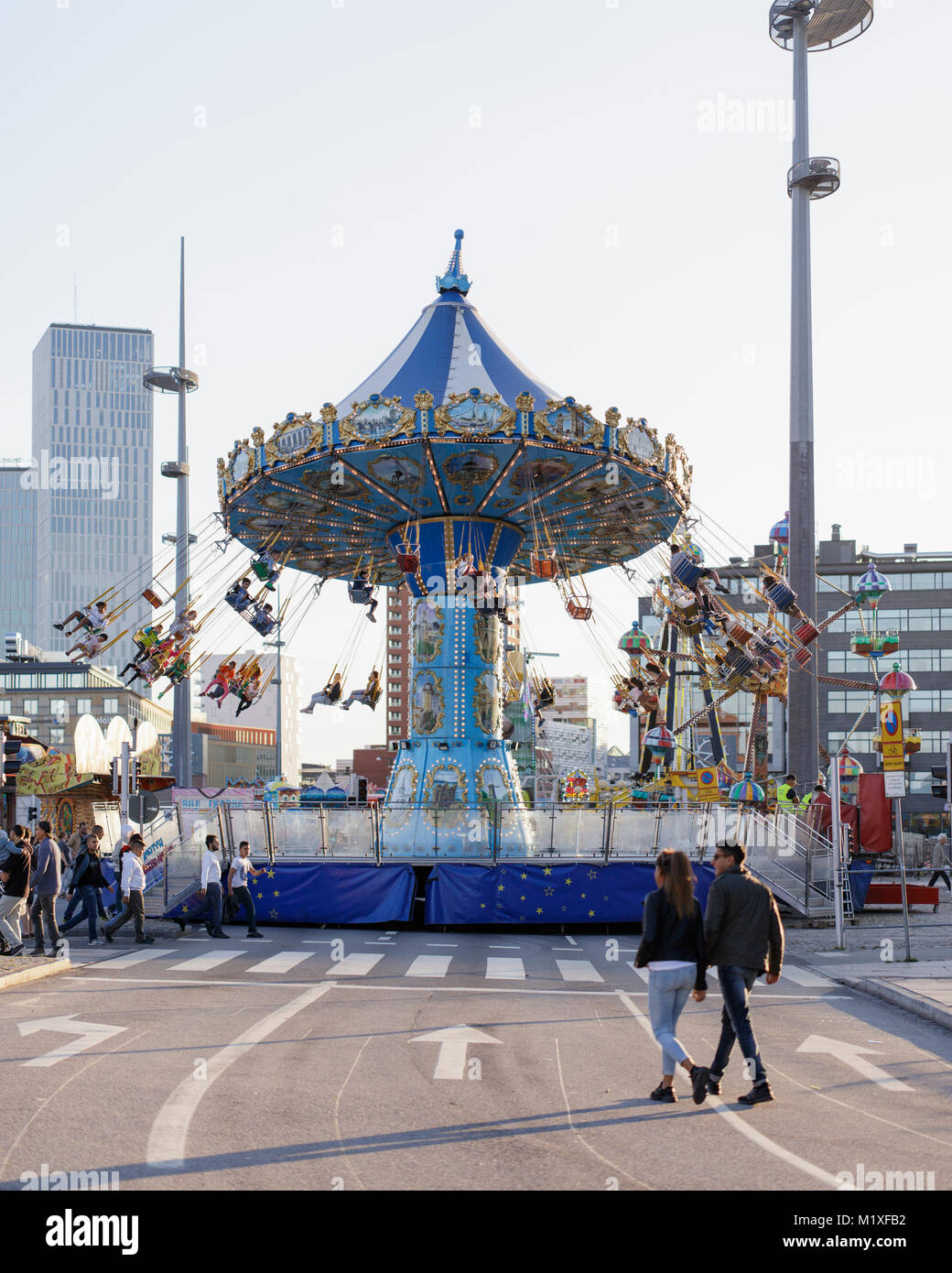 Carnival ride on street in Malmo, Sweden Stock Photo - Alamy