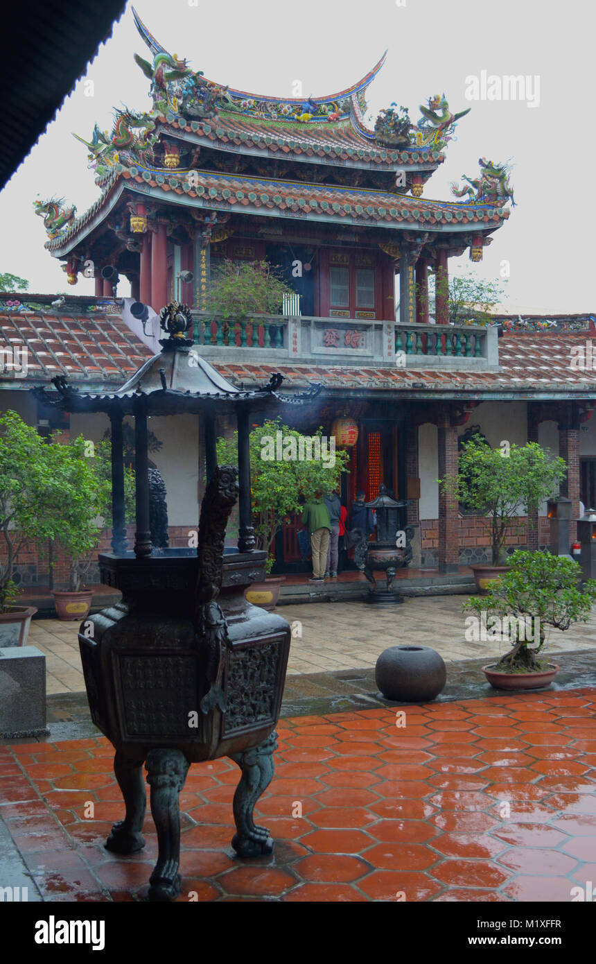 The buddhist Dalongdong Baoan Temple in Taipei city, Taiwan Stock Photo ...