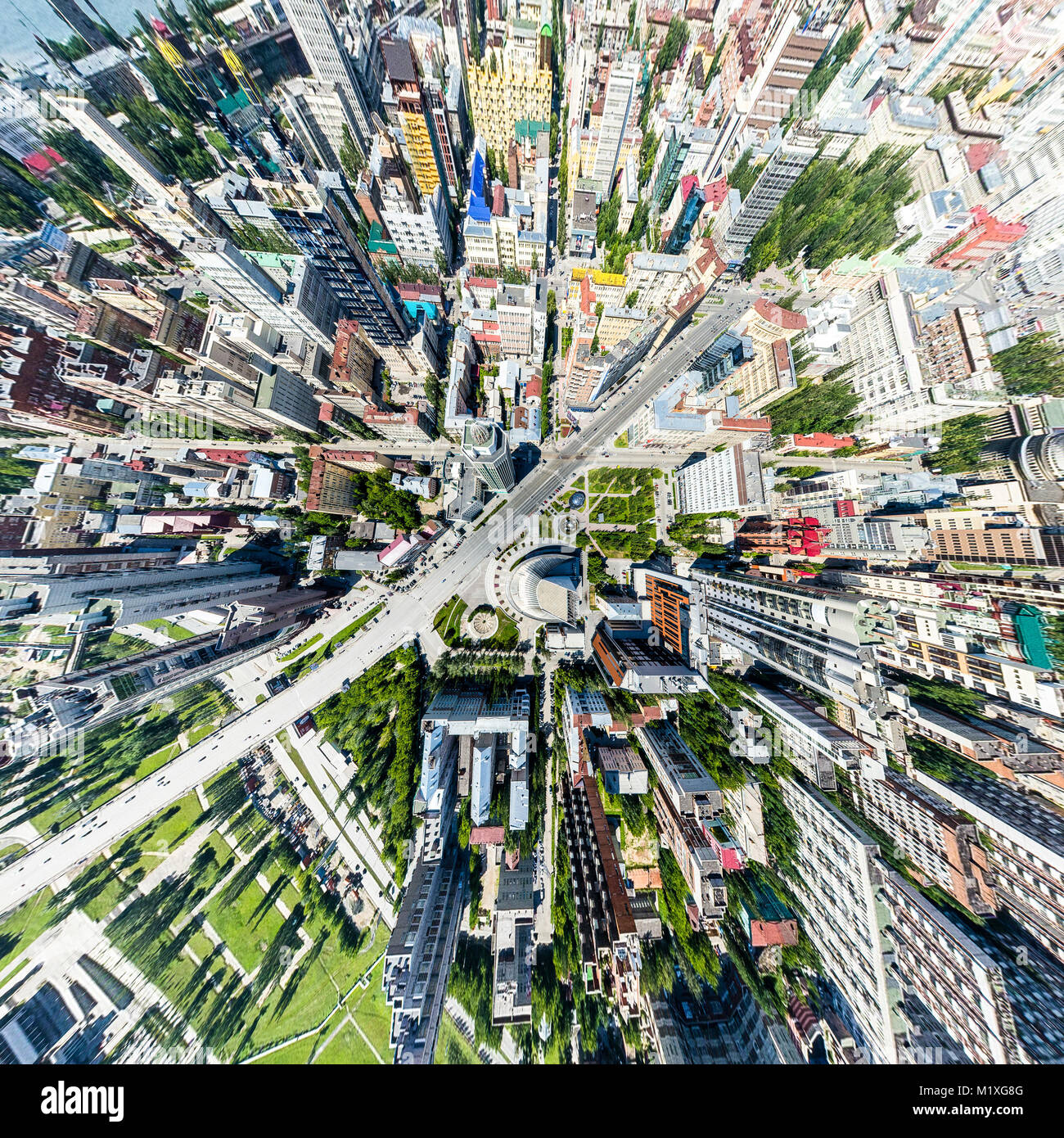 Aerial city view with roads, houses and buildings Stock Photo - Alamy