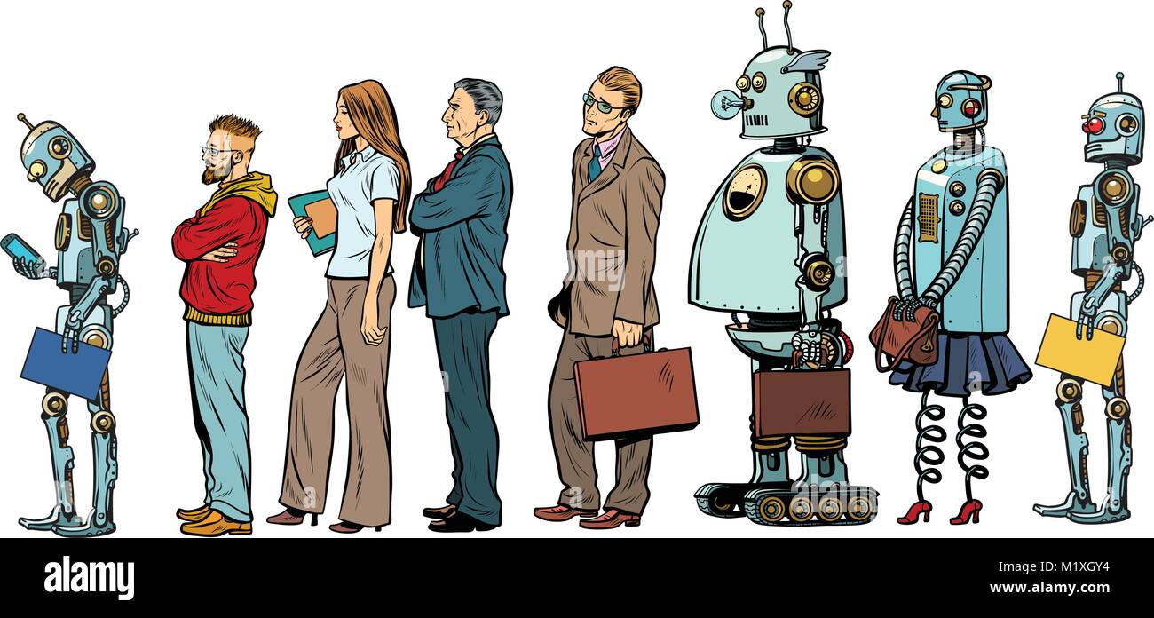 The set of all people. Woman man robot hipster businessman Stock Vector ...