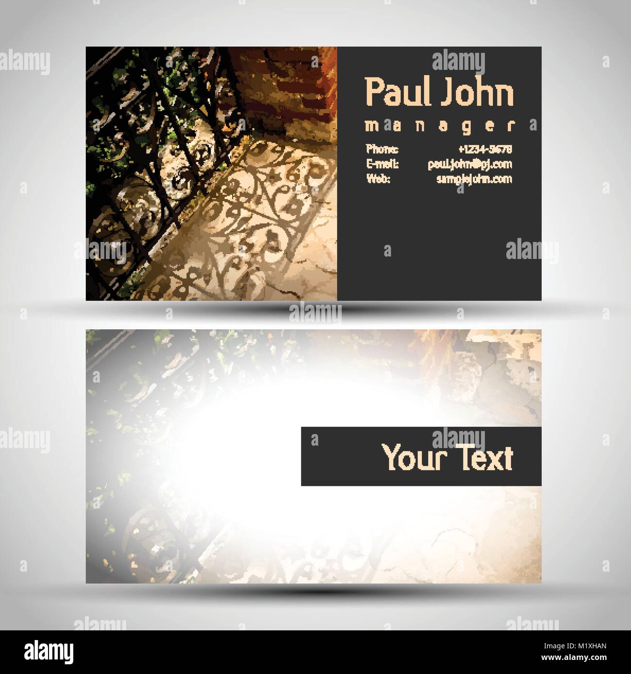 Colorful and elegant business card design with front and back side ...