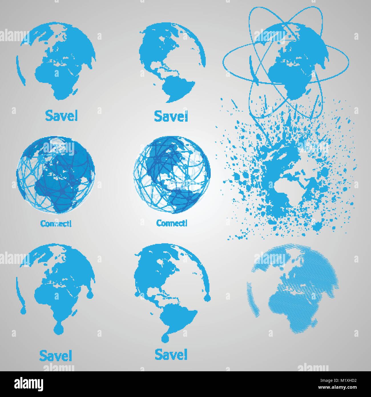 A set of blue Earth Stock Vector Image & Art - Alamy