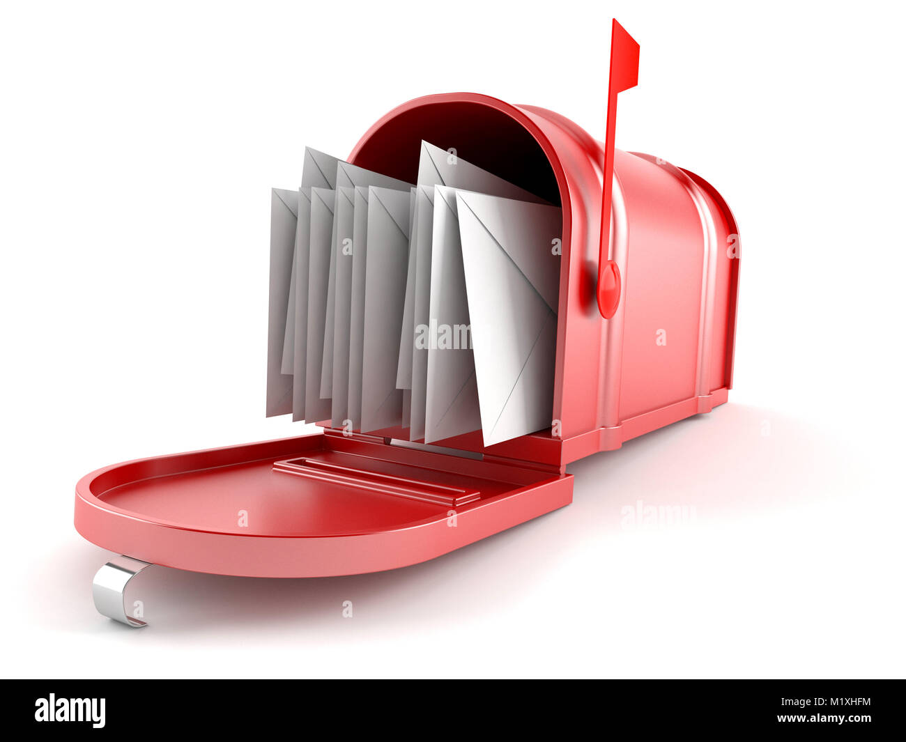 Mailbox with letters isolated on white background Stock Photo - Alamy