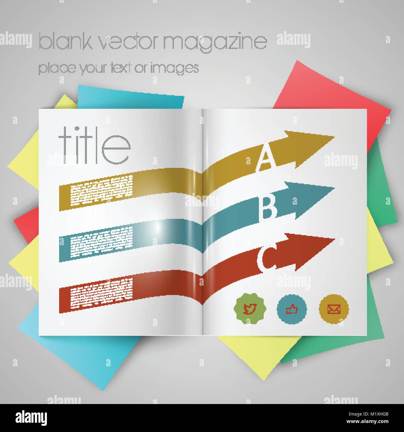 Vector magazine template with arrows and stickers Stock Vector Image ...