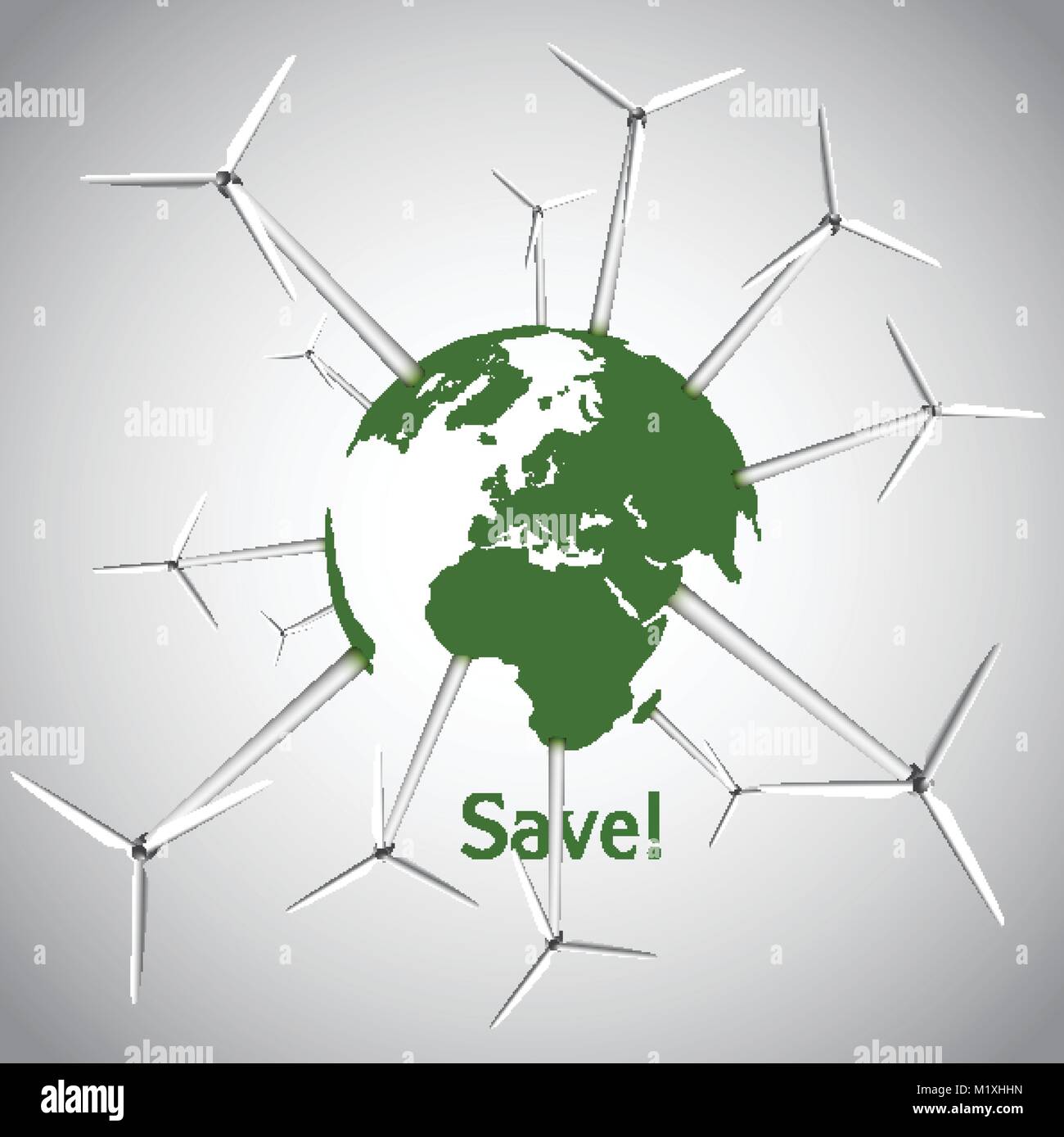 Green Earth and wind turbines concept eps10 vector illustration Stock ...