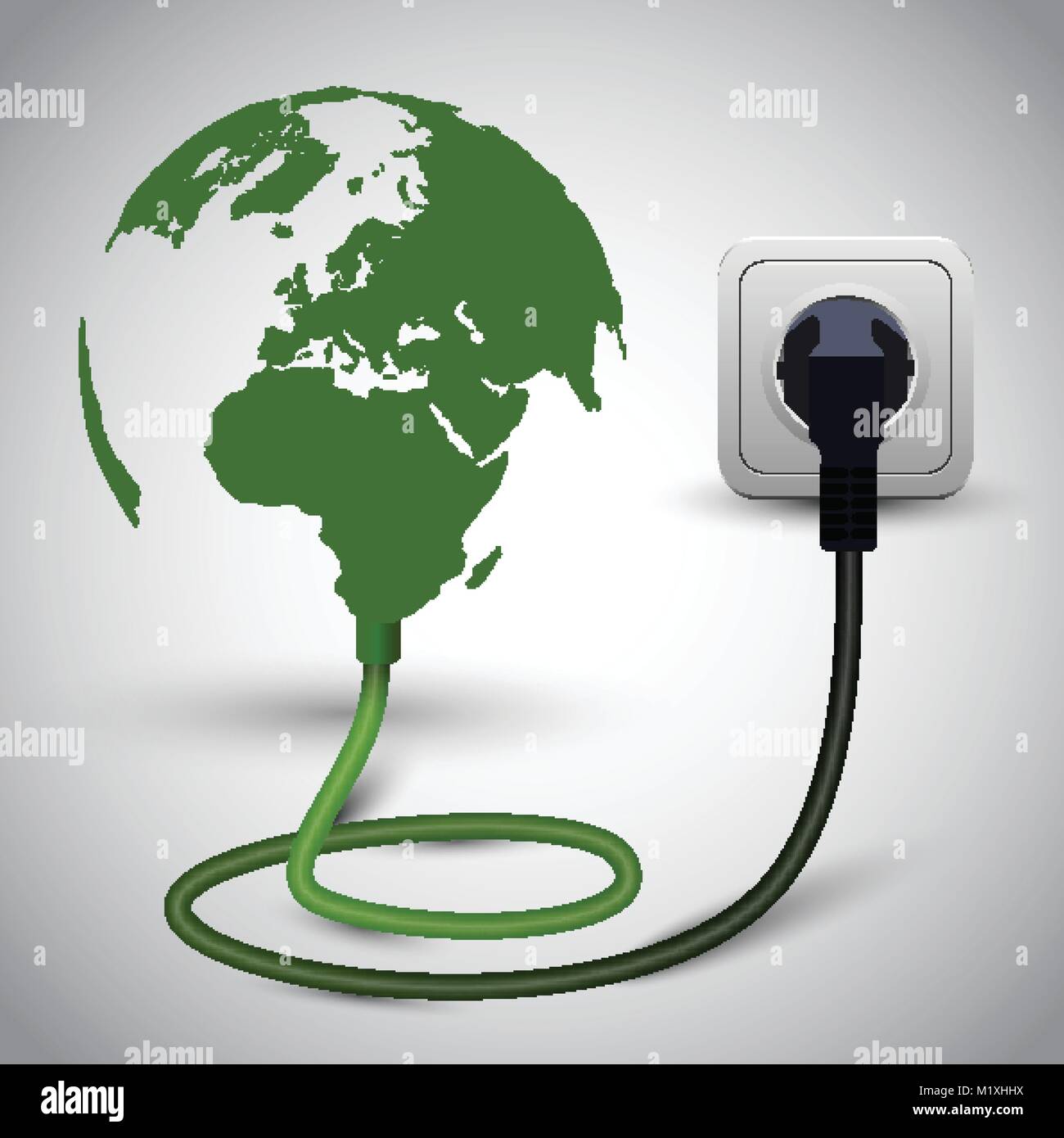 Vector illustration of earth globe with power cable Stock Vector Image ...