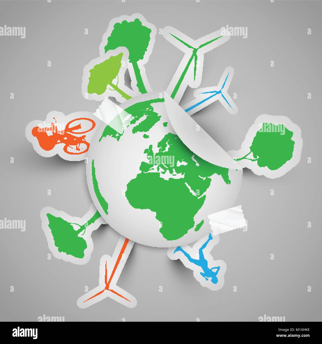 Sticker world with eco signs Stock Vector Image & Art - Alamy