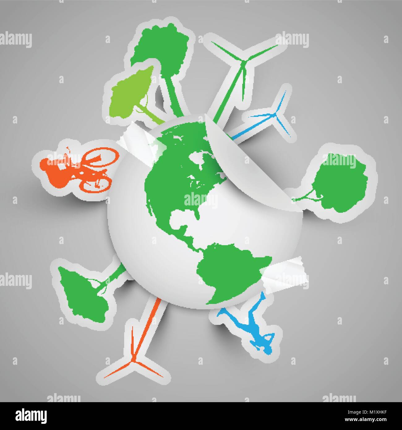 Sticker world with eco signs Stock Vector Image & Art - Alamy