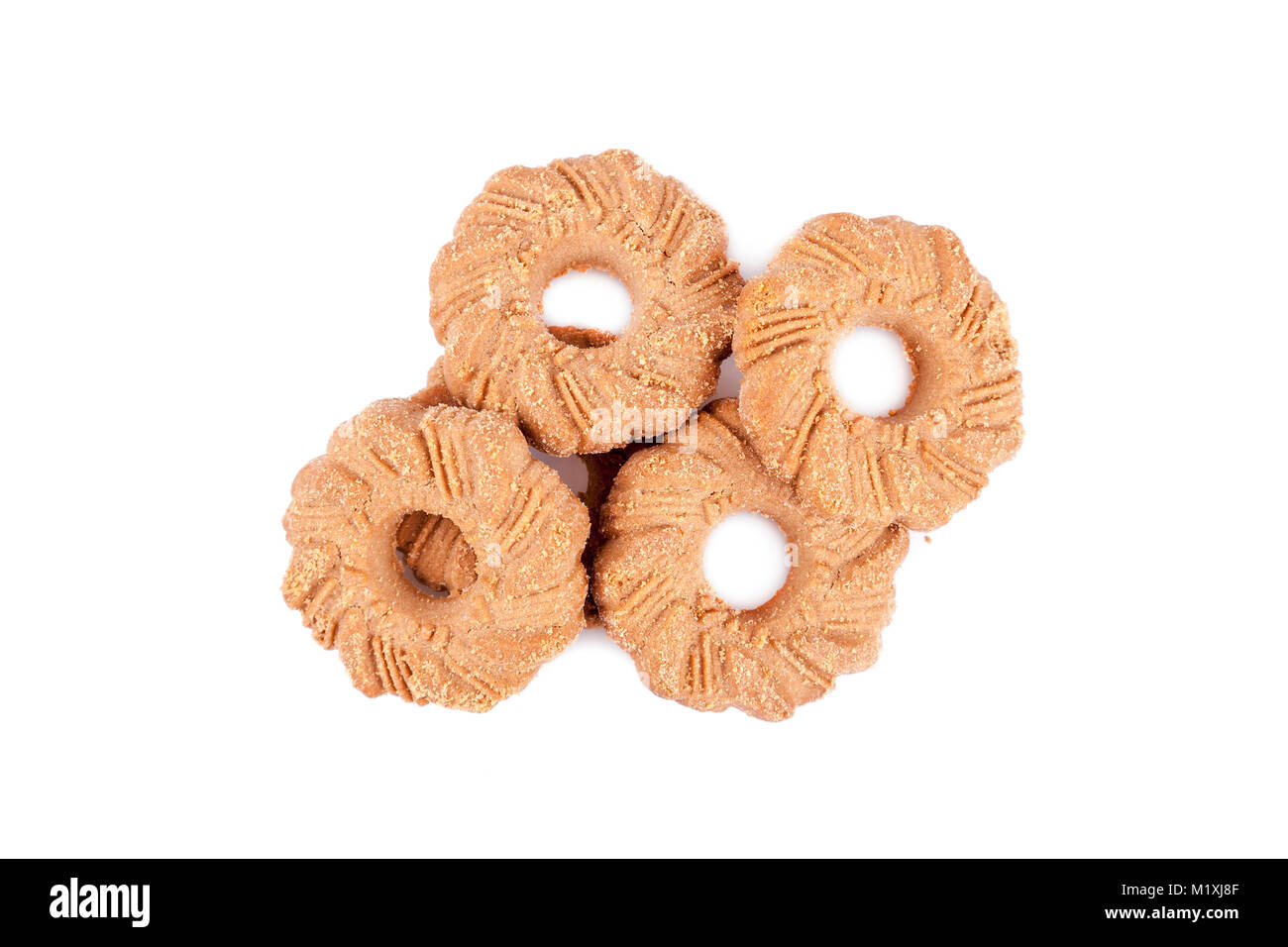 Ring biscuits pile isolated on a white background Stock Photo - Alamy