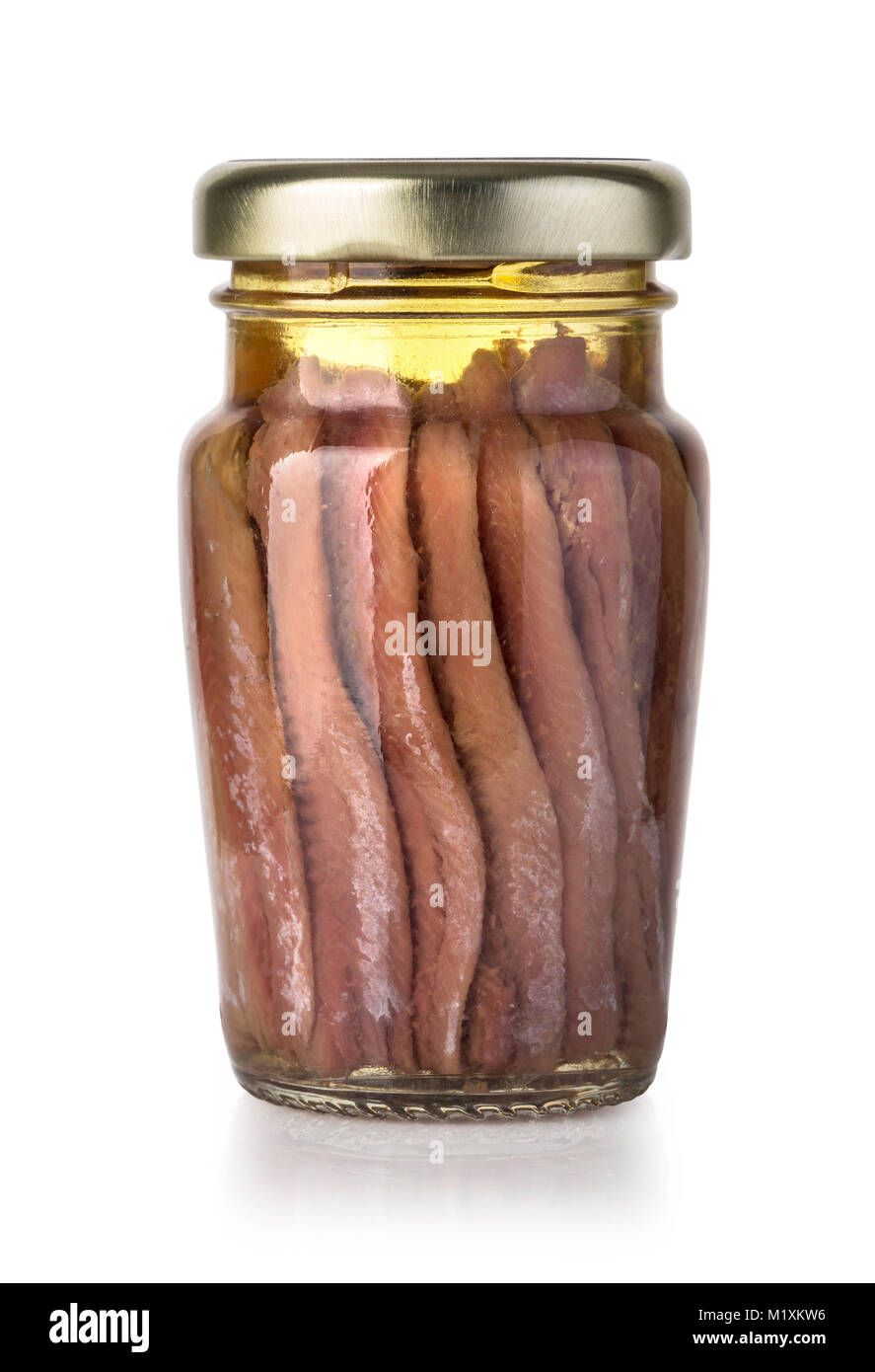 canned fish in glass jar isolated on white with clipping path Stock ...