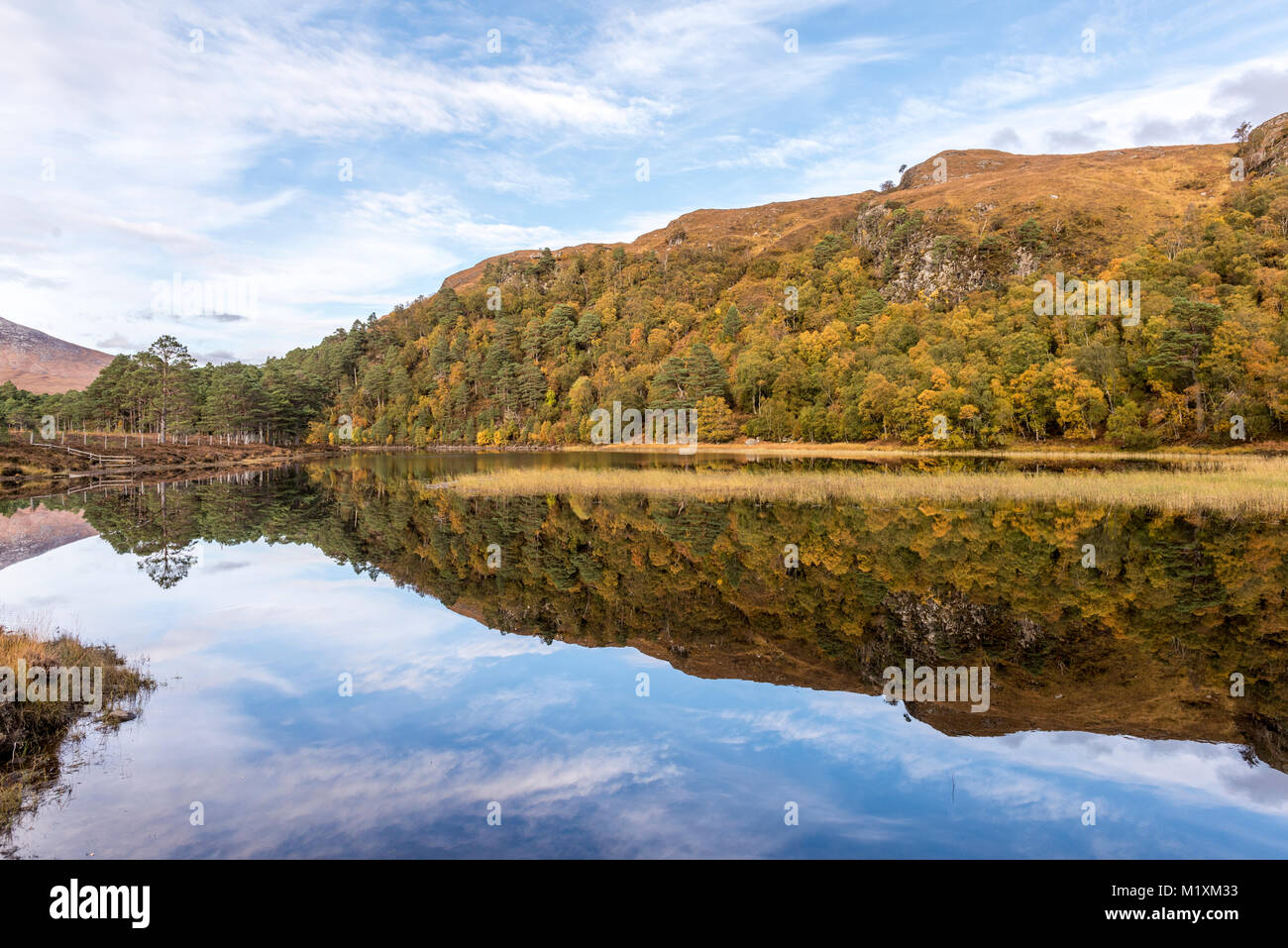 Scottish Highland scenic beauty Loch Coulin Torridon region Scotland Uk ...
