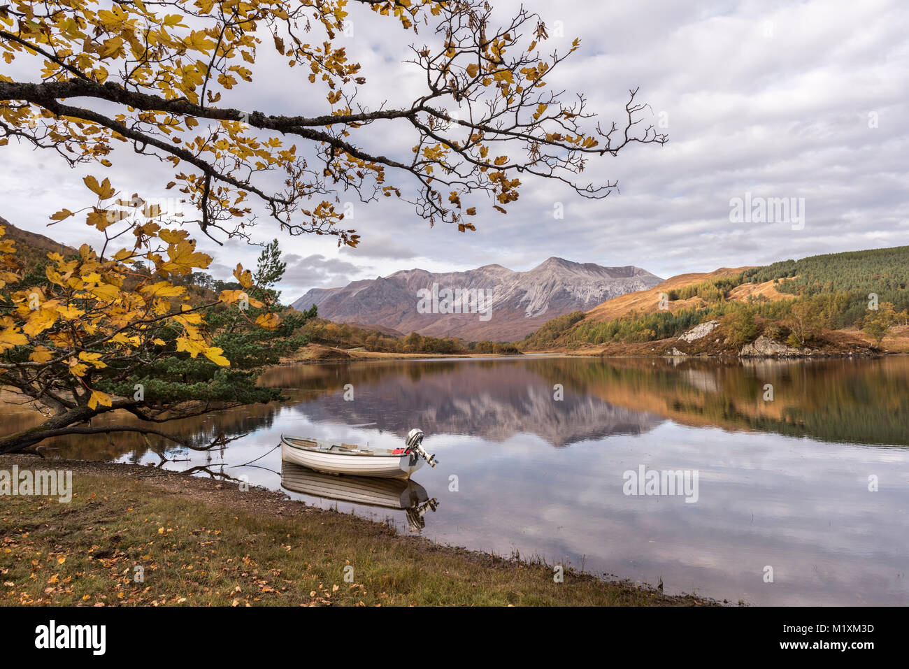 Scottish Highland scenic beauty Loch Coulin Torridon region Scotland Uk ...