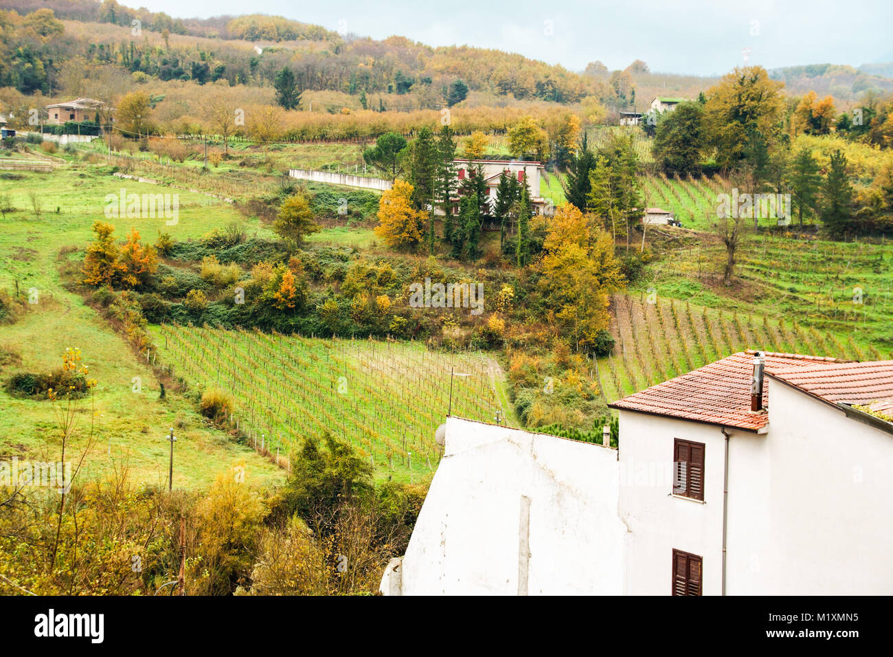 The medieval castle of the town of Tufo in Irpinia, a region of ...