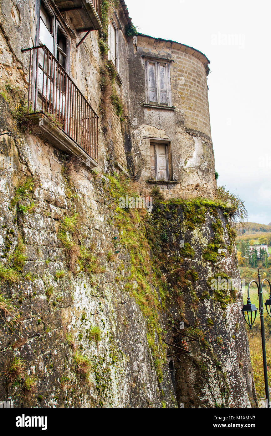 The medieval castle of the town of Tufo in Irpinia, a region of ...