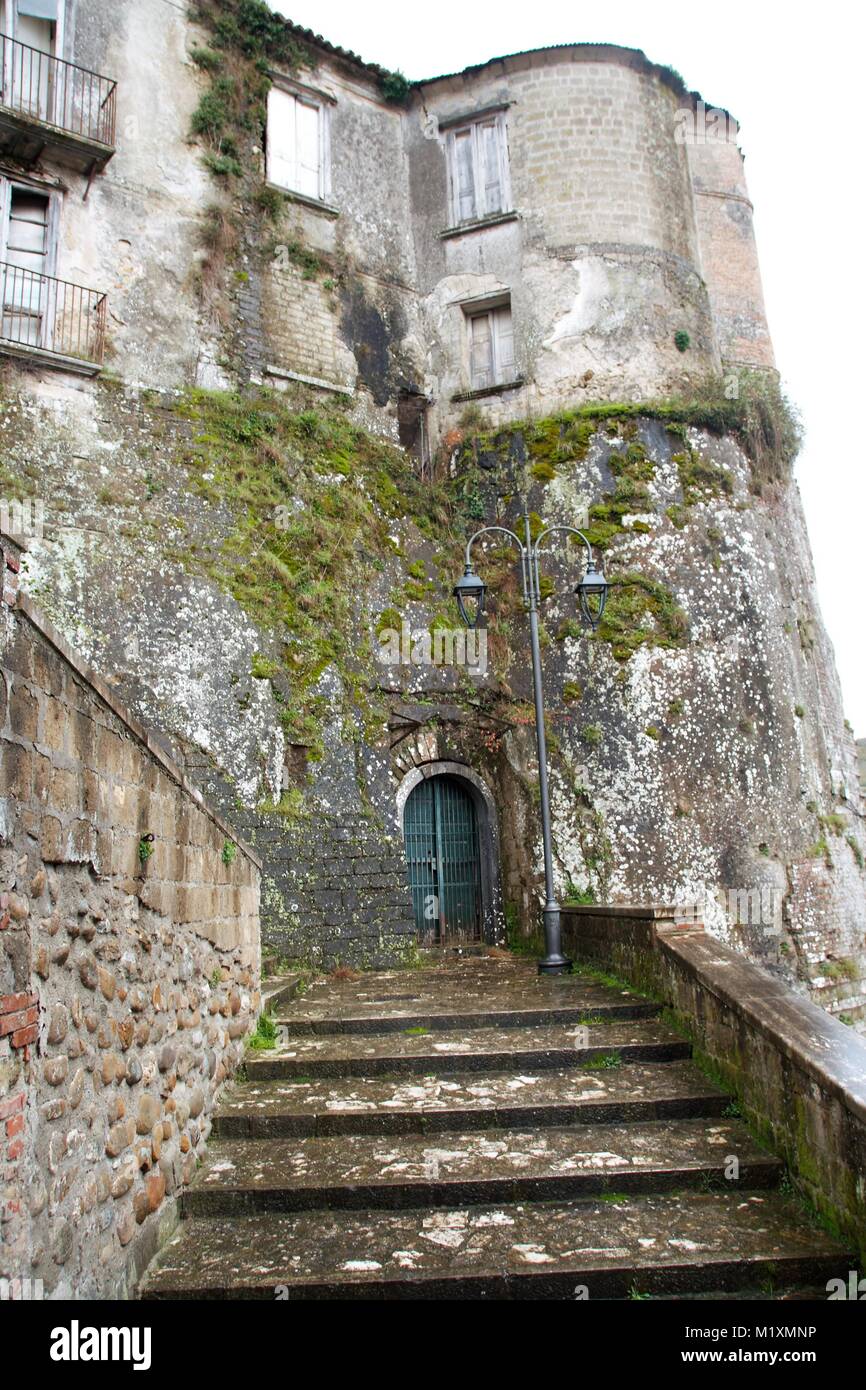 The medieval castle of the town of Tufo in Irpinia, a region of ...