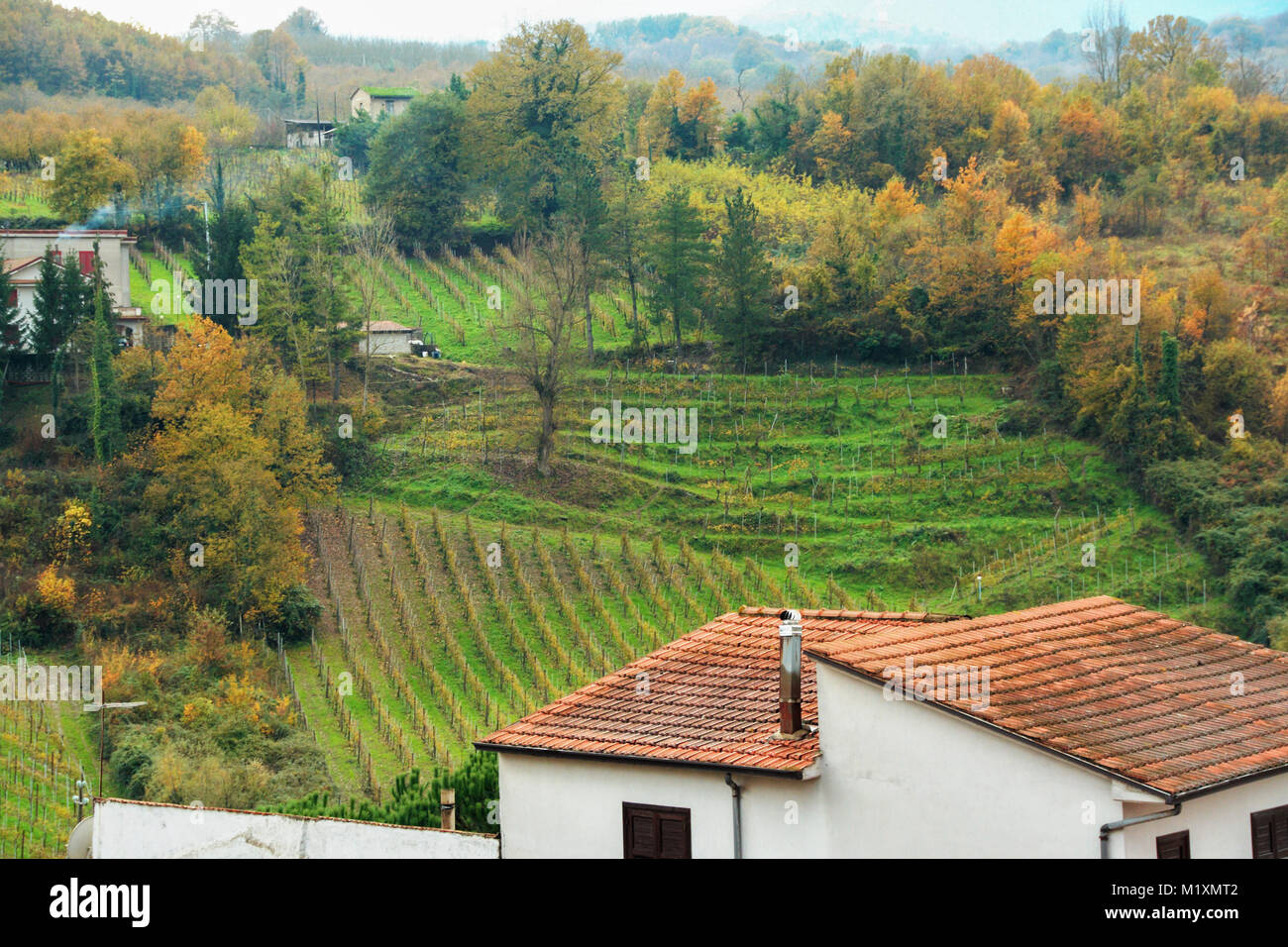 The medieval castle of the town of Tufo in Irpinia, a region of ...