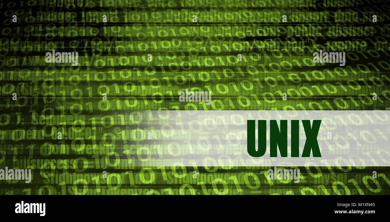 Unix Coding Language with Green Binary Background Stock Photo - Alamy