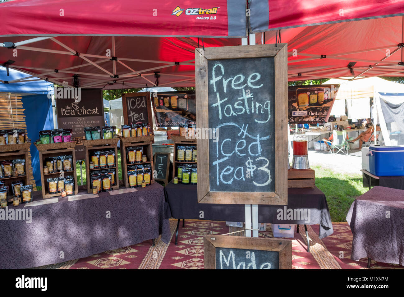 Tea chest market stall selling local teas including Daintree tea at ...