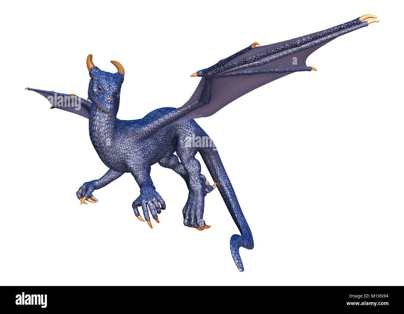 3D rendering of a blue fantasy dragon isolated on white background ...