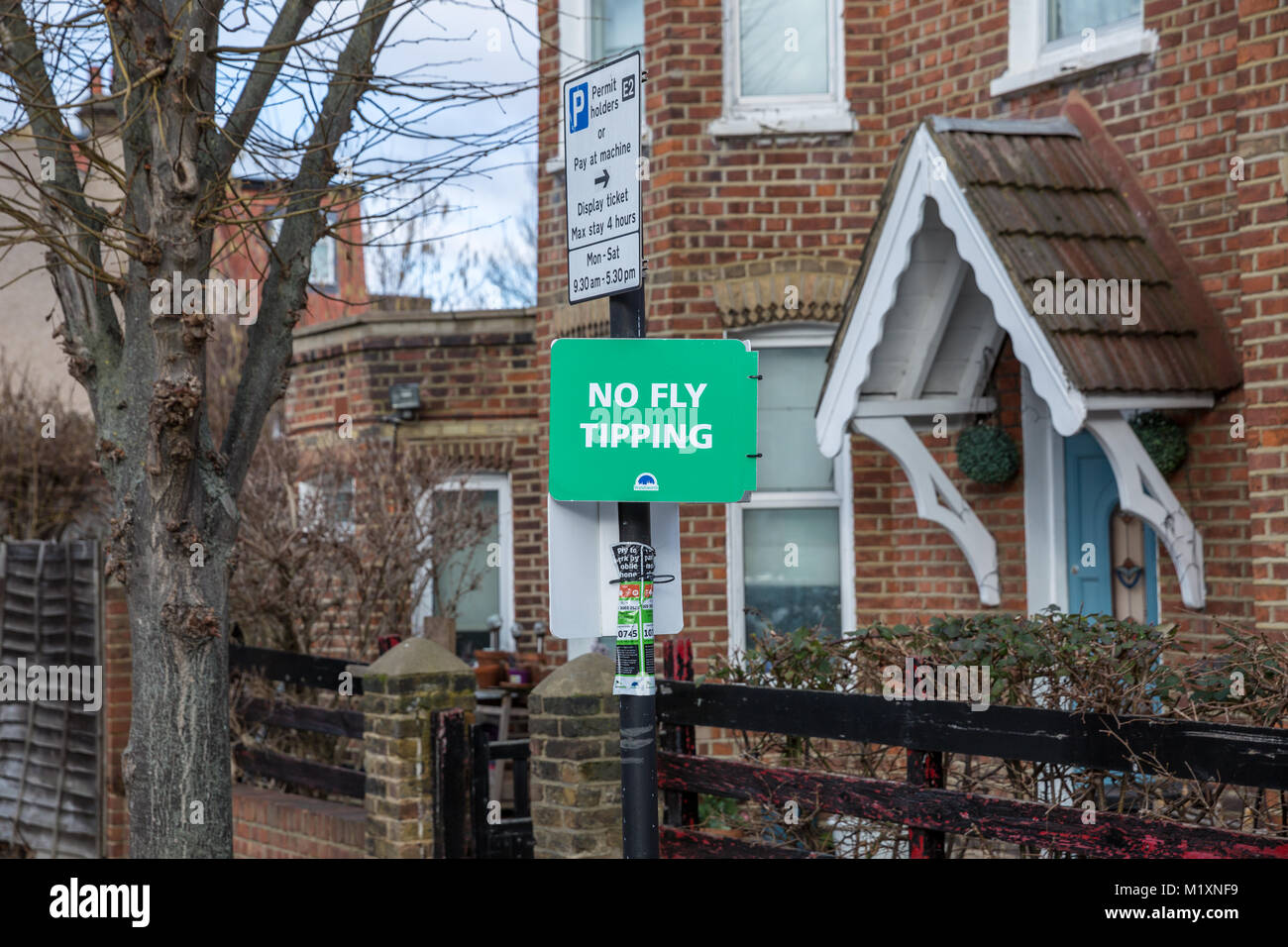 Fly tipping sign Stock Photo - Alamy