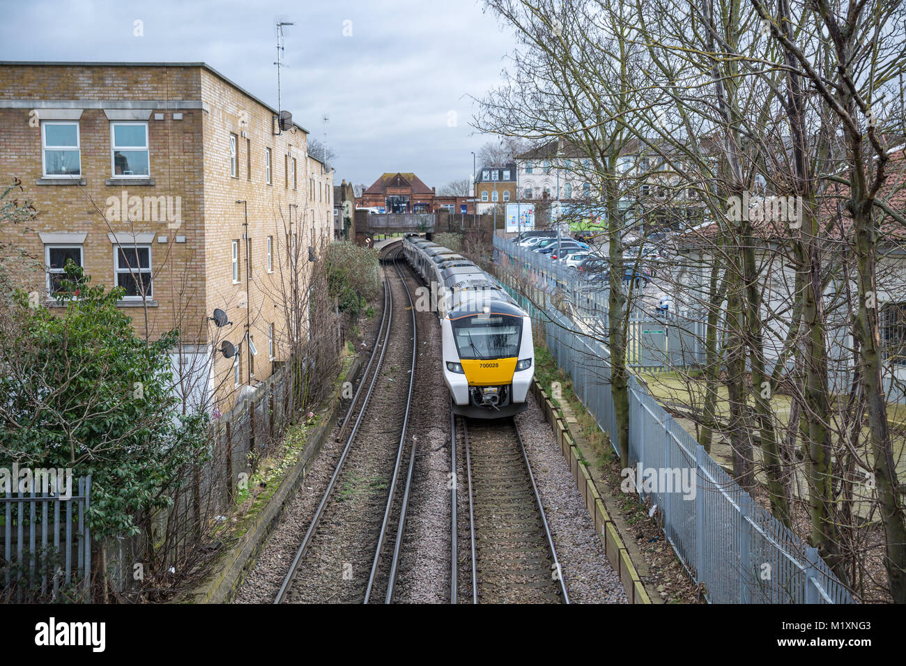 Railway line and train Stock Photo - Alamy