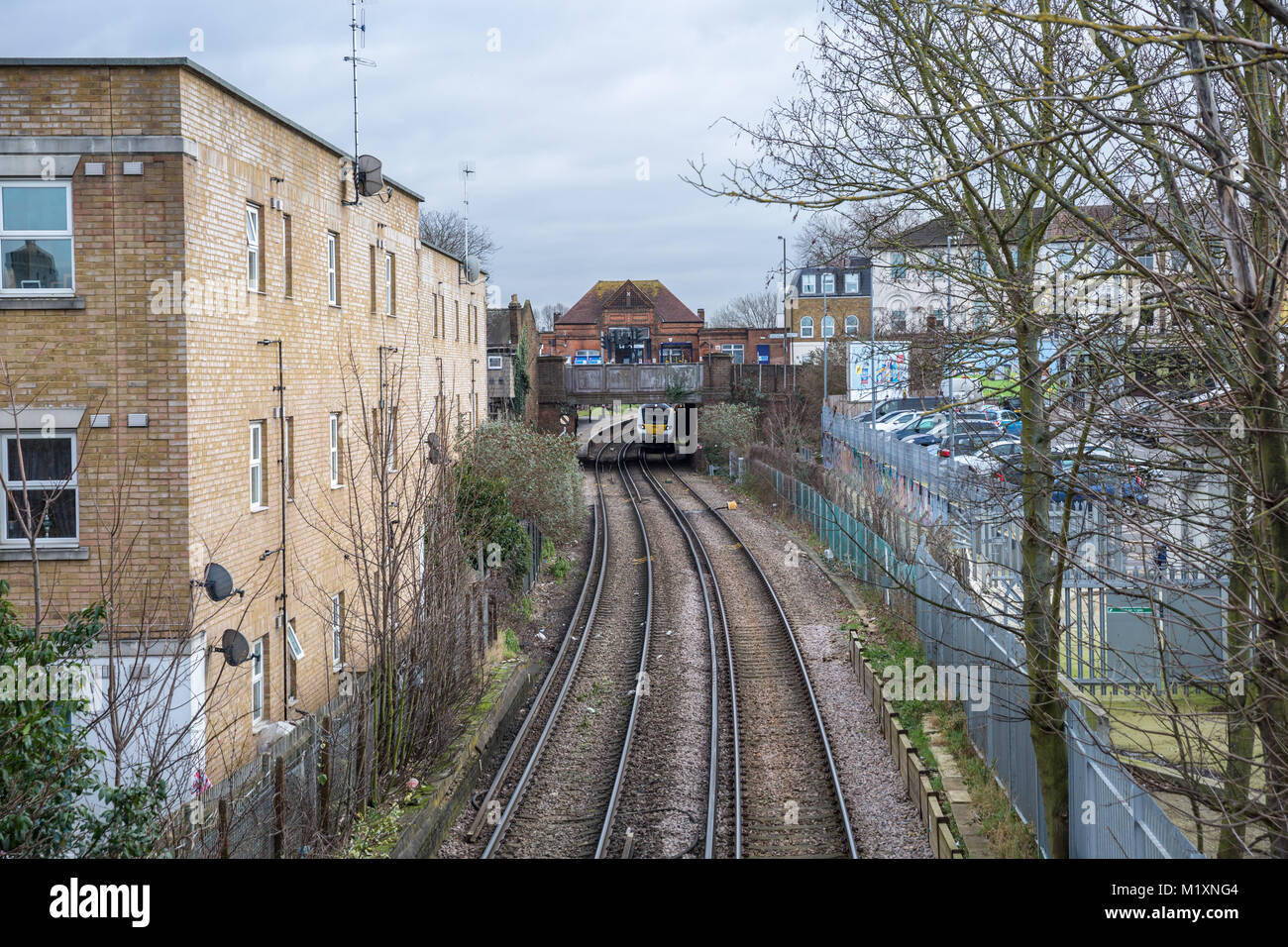 Railway line and train Stock Photo - Alamy