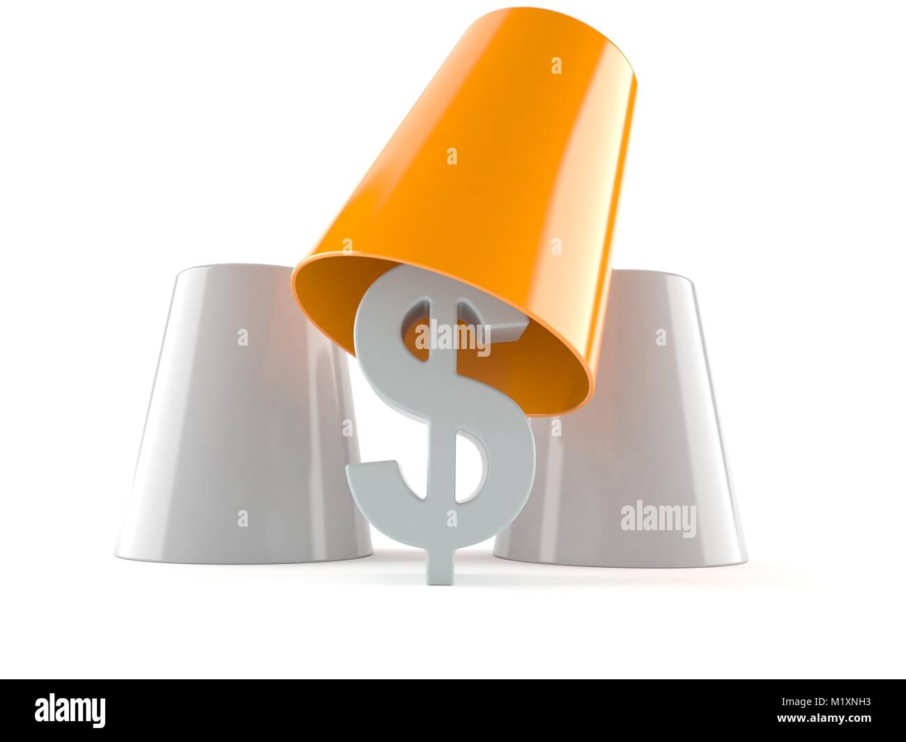 Dollar currency symbol with three cups isolated on white background ...