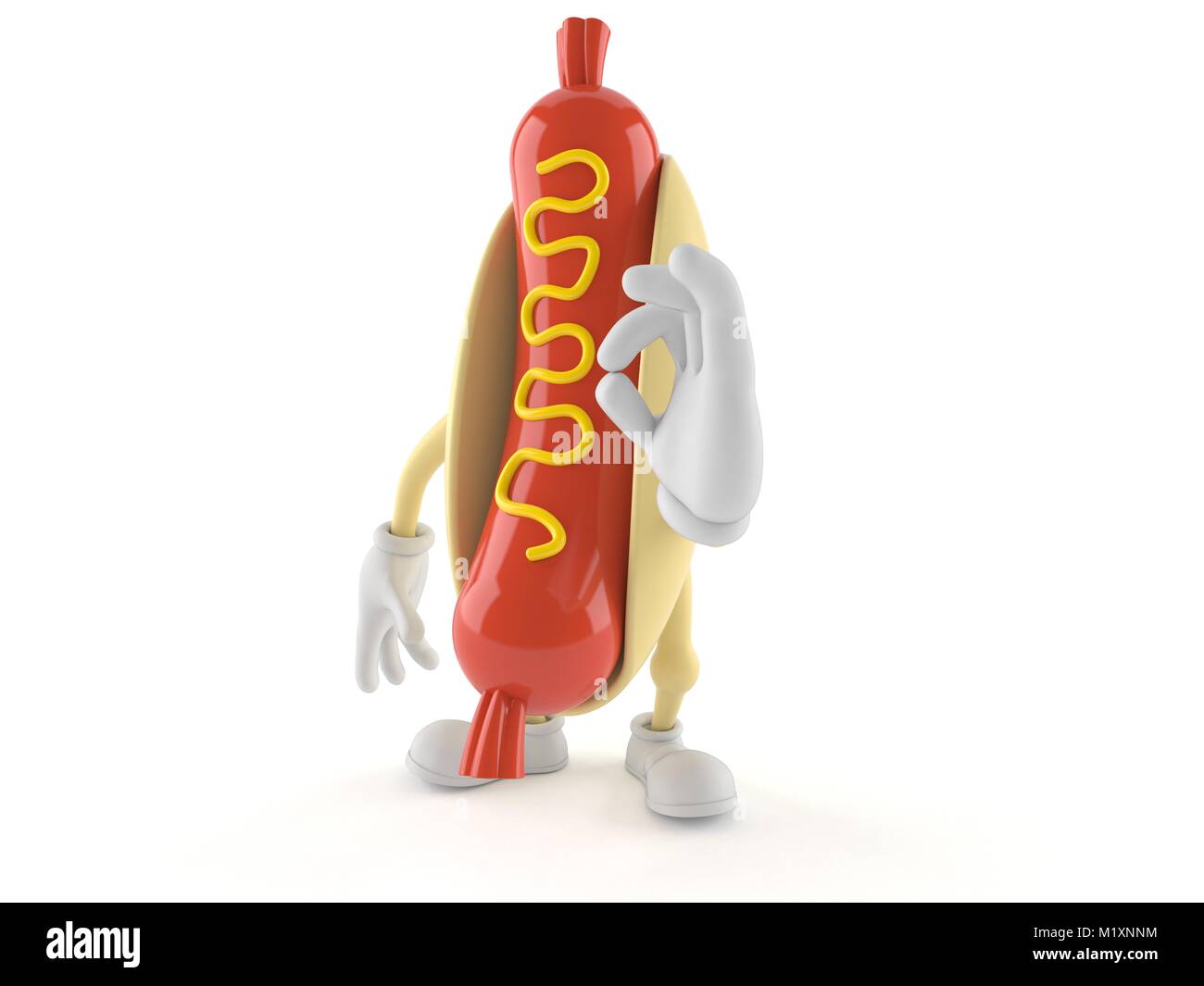 Hot dog character with ok gesture isolated on white background Stock ...